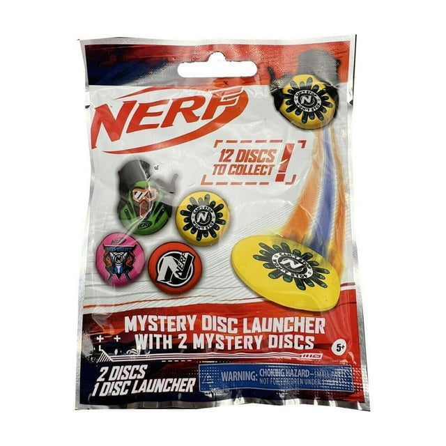 NERF Mystery Disc Launcher Pack with 2 Mystery Discs in each Pack, Ages ...