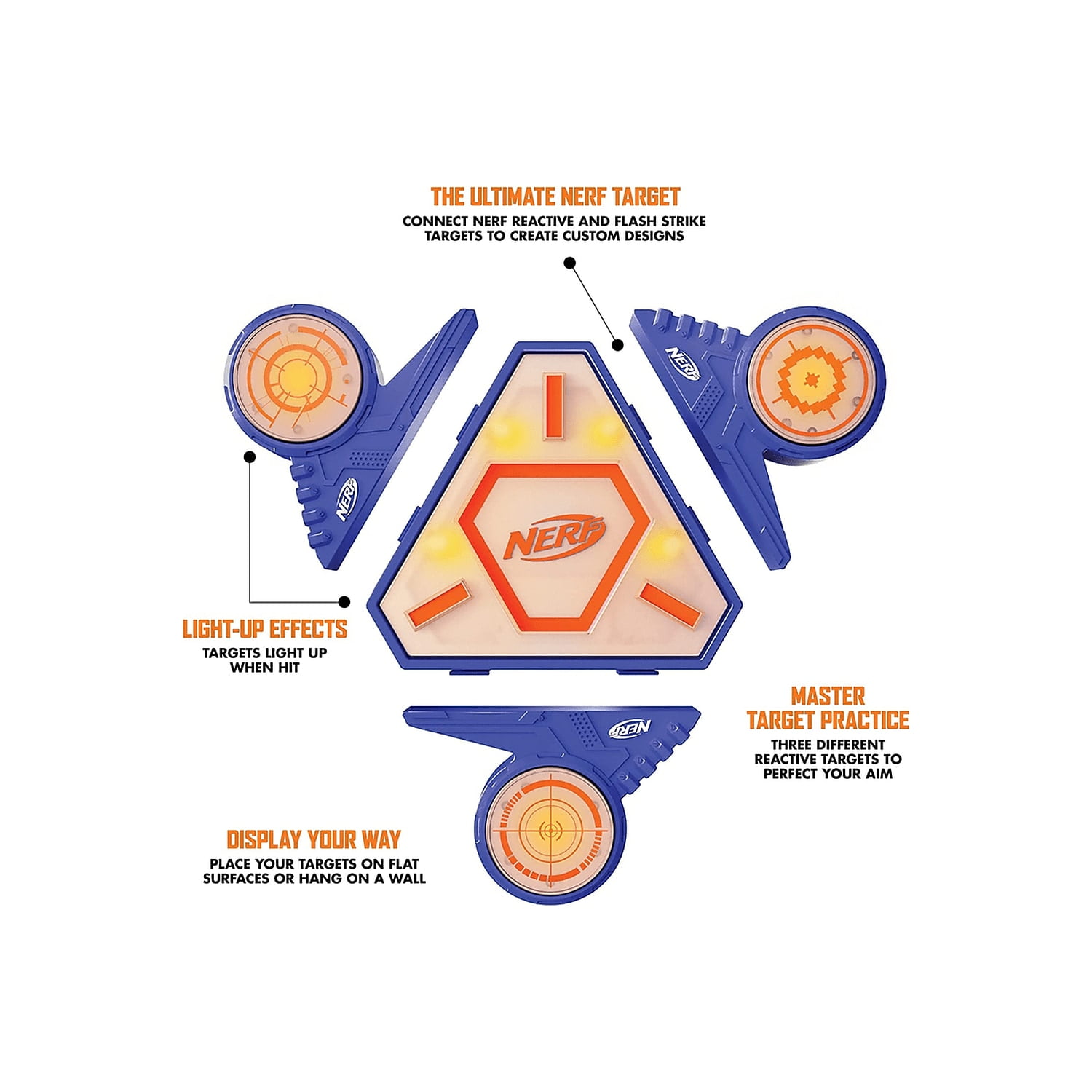 NERF Target Combo Pack Flash Strike Target Base Plus 3 Reactive Targets ...