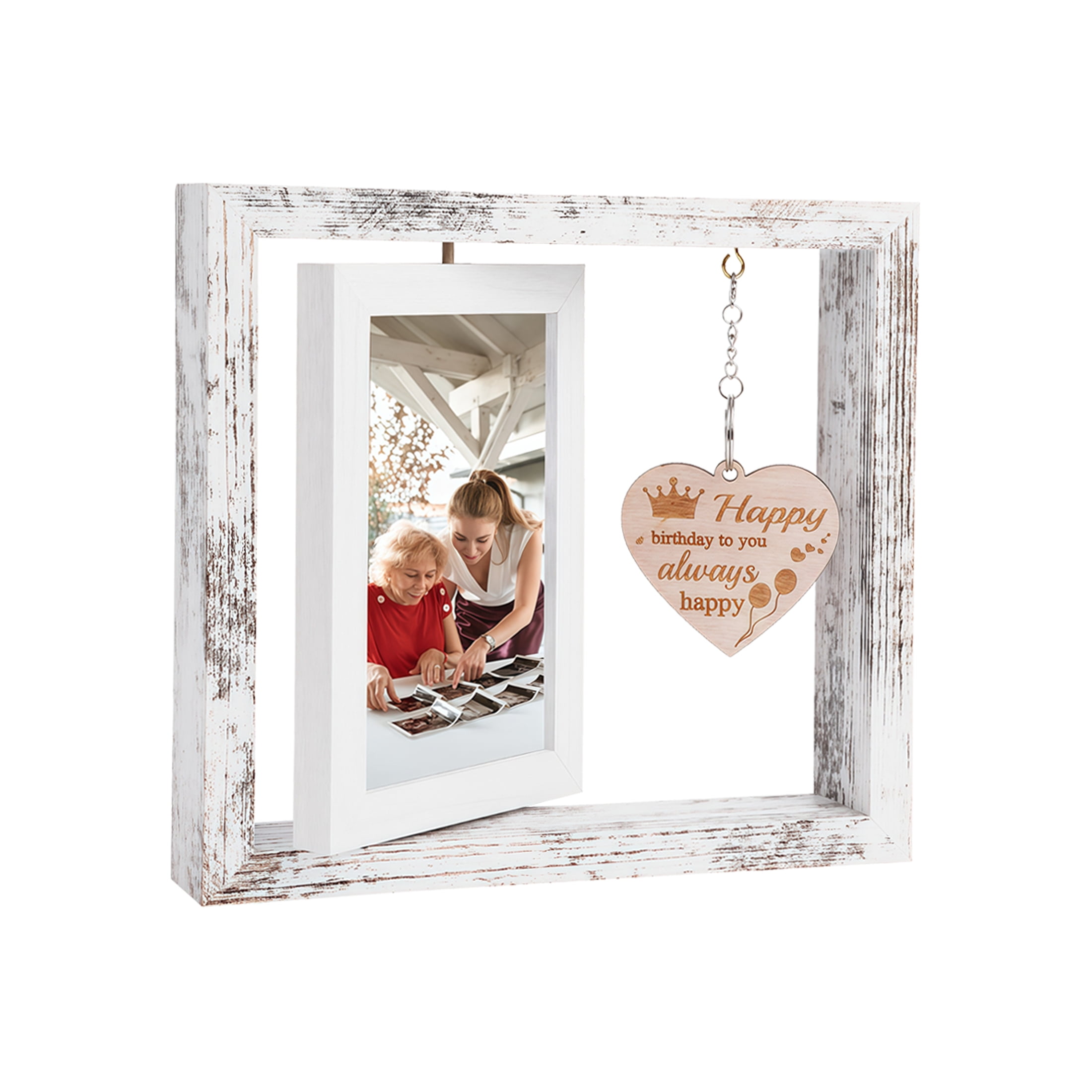 NEROOY Vintage Home Decor Rotating Photo Frame Rustic Wood Picture ...