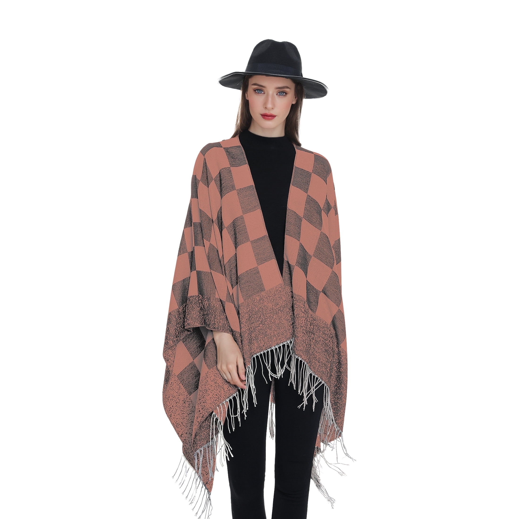 NEROOY Winter Women's Cotton Shawl Wrap Poncho Ruana Cape, Cardigan ...