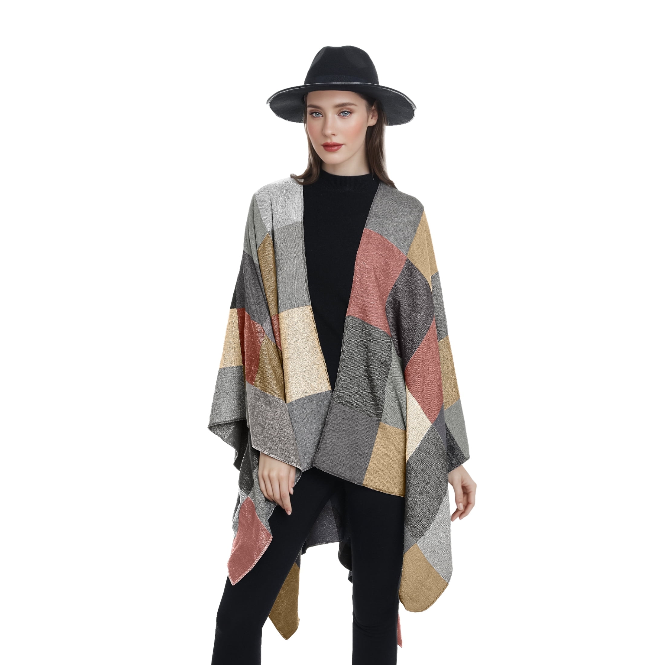 NEROOY Winter Women's Cotton Shawl Wrap Poncho Ruana Cape, Cardigan ...