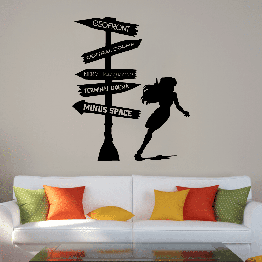 NERV Headquarters Evangelion Pathway Signage Cartoon Wall Sticker Art ...