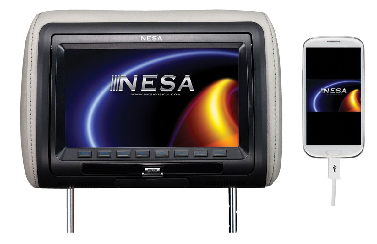 NESA 9-In Preloaded Universal Headrest Monitor W/built-In Dvd/hdmi/usb ...