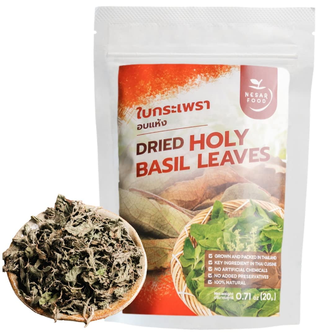 NESAR FOOD Premium Thai TSF6 Holy Basil Leaves, Dried, Essential Thai ...