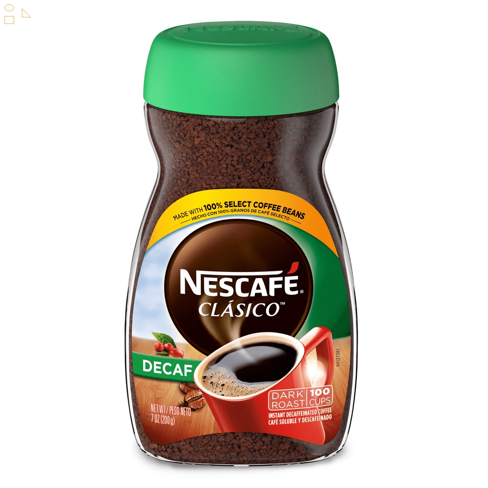 NESCAFÃ‰ Clasico Decaf Instant Coffee, Dark Roast, 100% Real Coffee, 7 ...