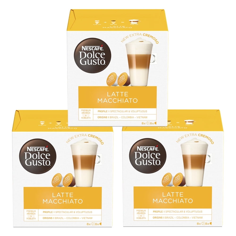 NESCAFE DOLCE GUSTO Latte Macchiato Coffee Pods x16 (Pack of 3, Total ...