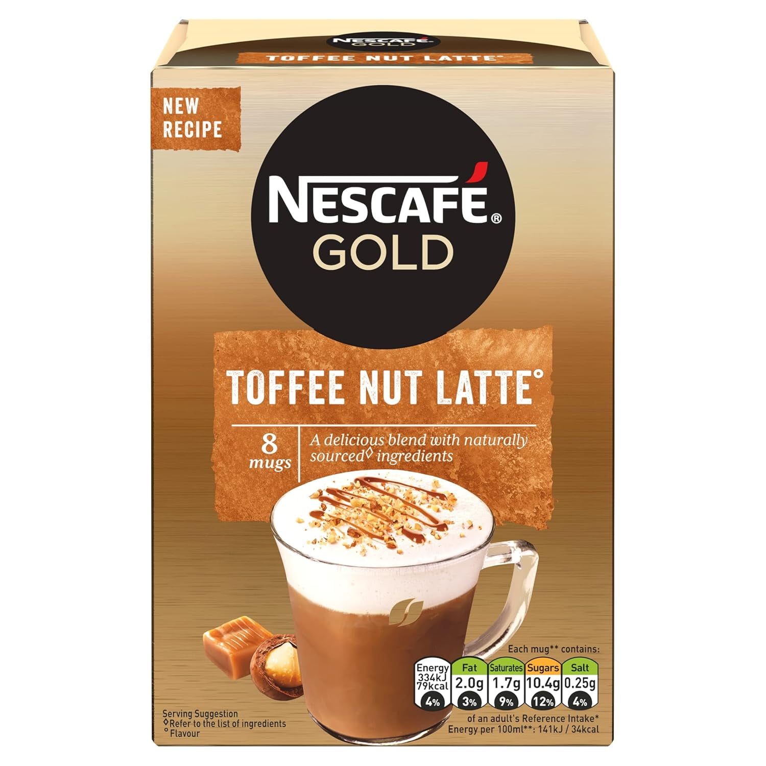 NESCAFE Gold Toffee Nut Latte Instant Coffee, 8 Sachets (Pack of 6 ...