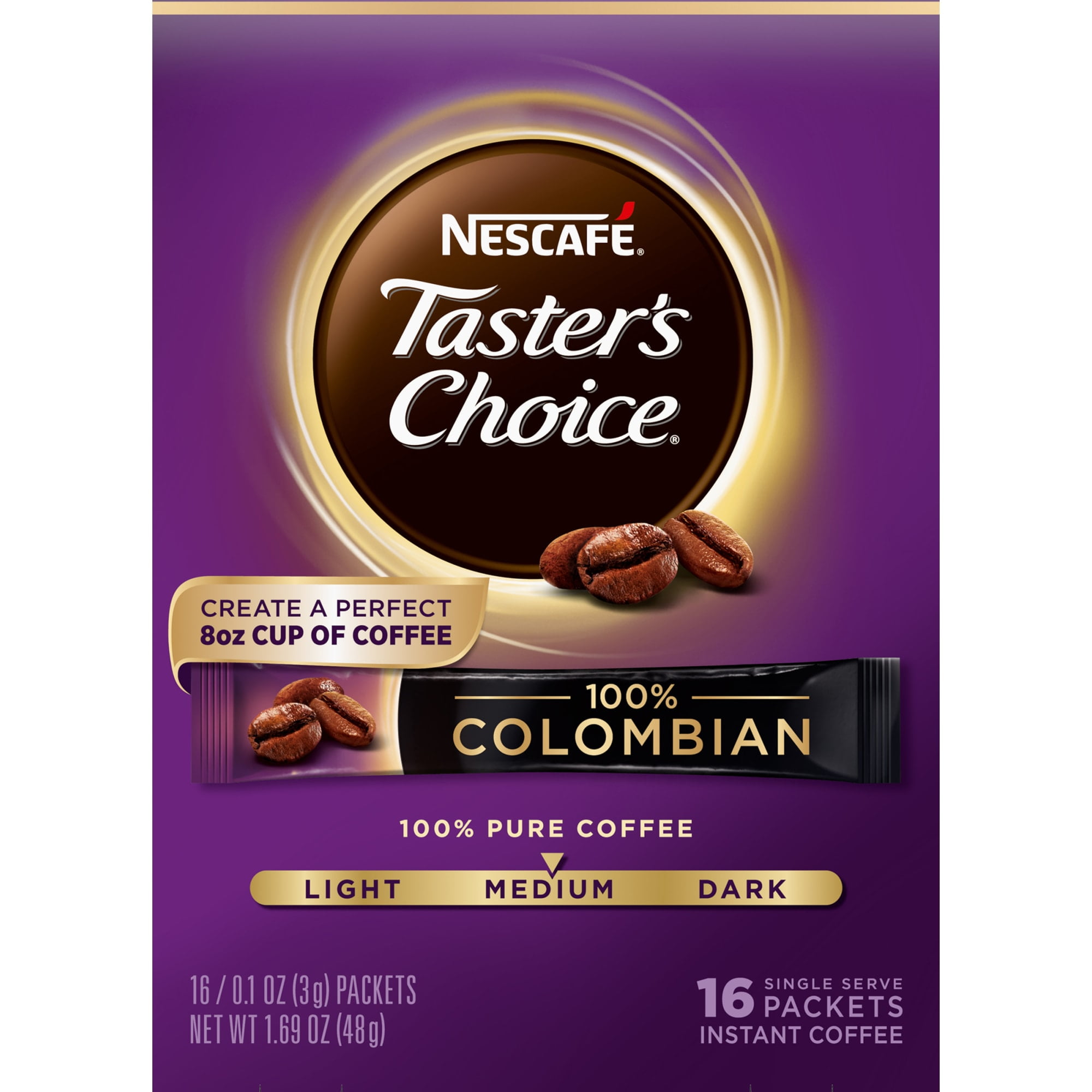 Nescafe Taster's Choice Colombian Cafe, Medium Roast Instant Coffee, 16 ...