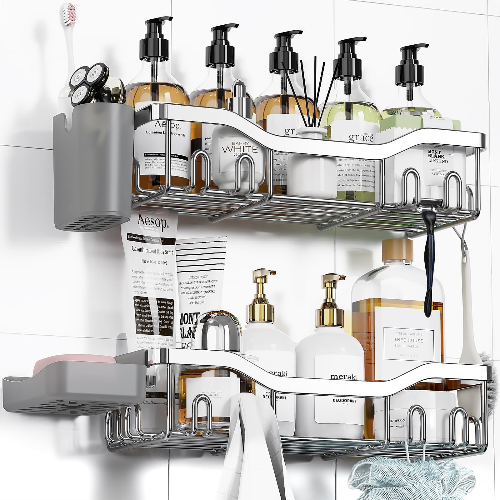 NESOMI Shower Caddy Adhesive Shower Organizer Bathroom Shower Shelves ...