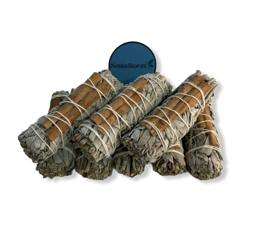NESSASTORES - White Sage + Cinnamon Smudge Incense 4" Bundle #JC-199 (7 pcs) - Walmart.com