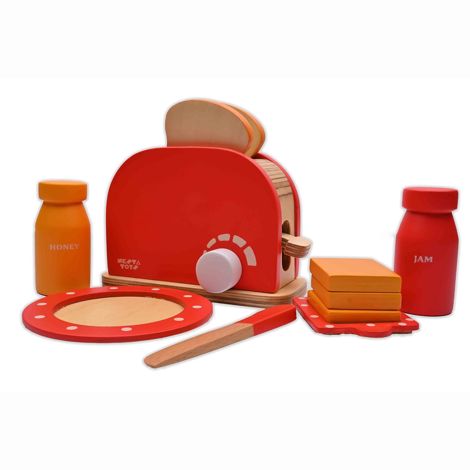 NESTA TOYS 16 Piece Wooden Vegetable and Fruit Toy Set | Pretend Play ...