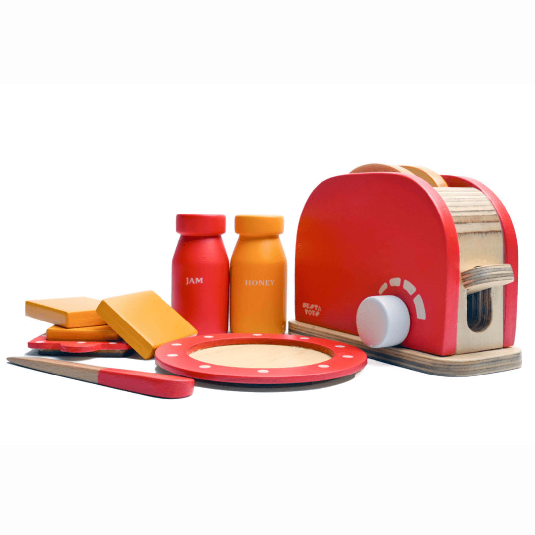 NESTA TOYS - Bread Pop-up Toaster Toy | Wooden Kitchen Toy (Red ...