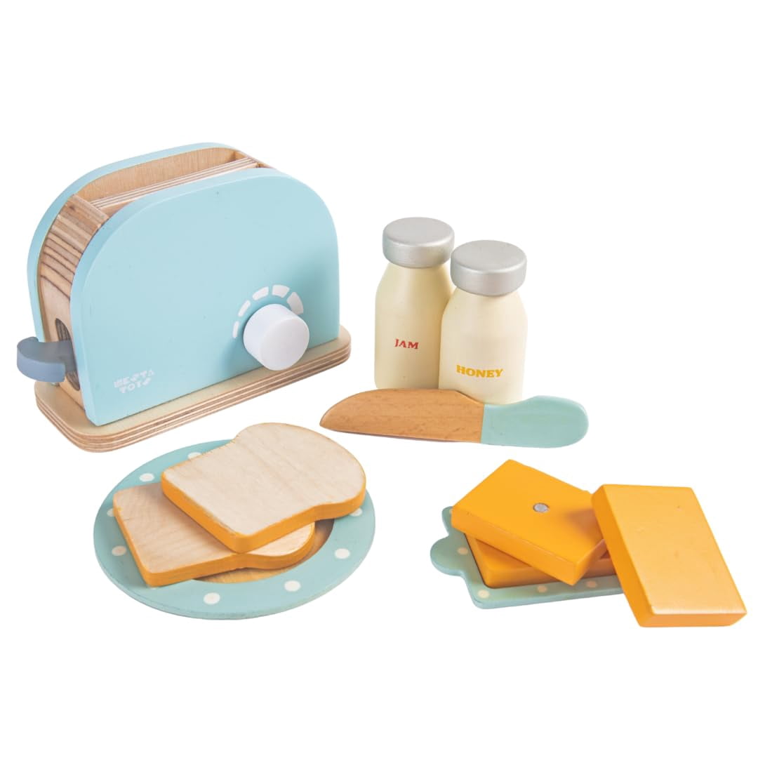 NESTA TOYS - Wooden Bread Pop-up Toaster Blue Color - Walmart.com