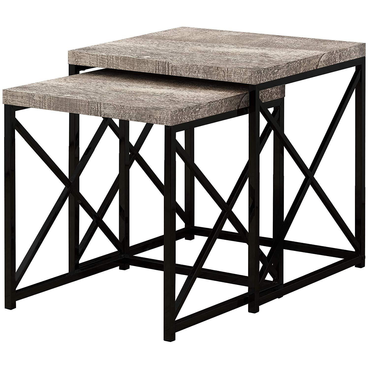 NESTING TABLE - 2PCS SET / TAUPE RECLAIMED WOOD / BLACK - Walmart.com