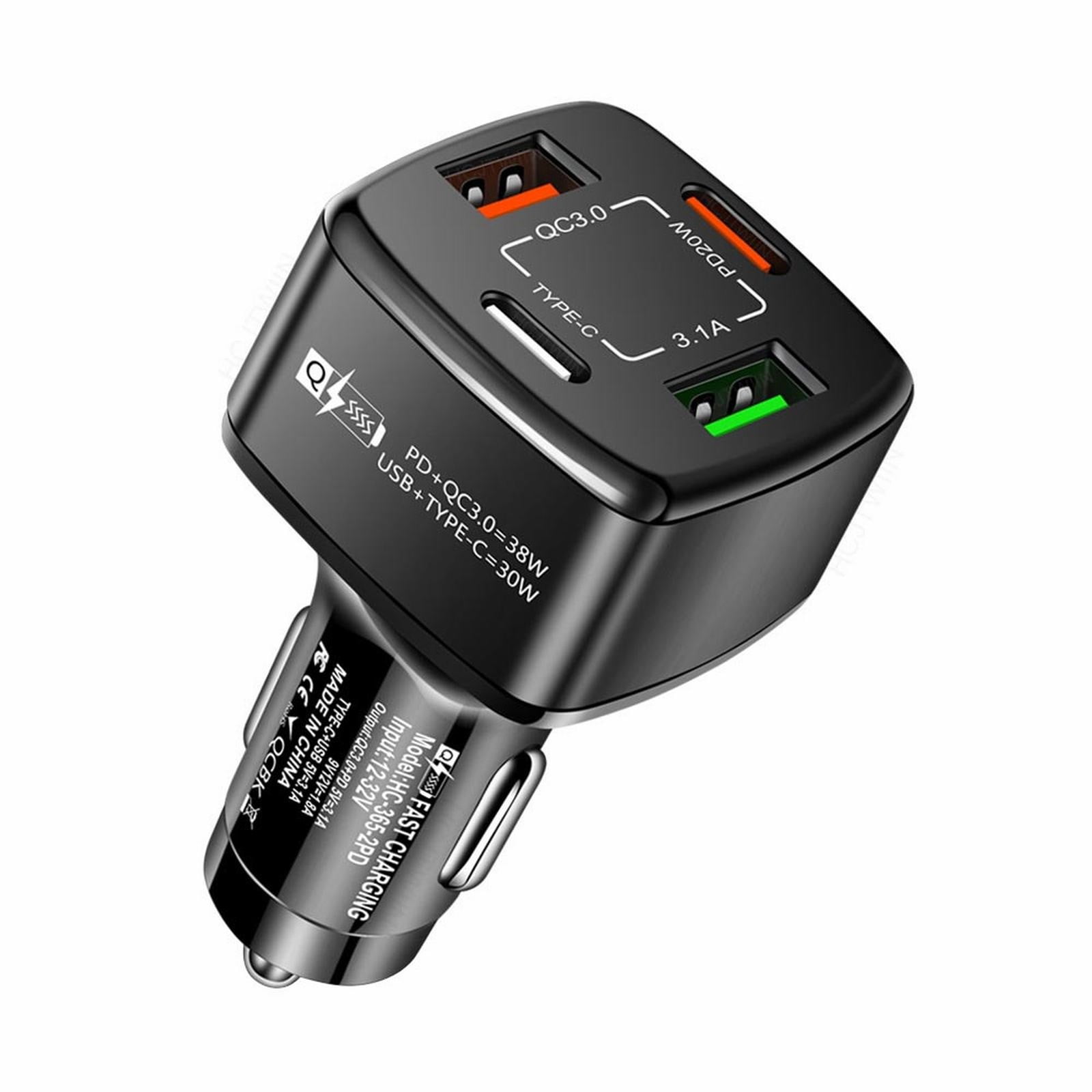 NESWOIZI 38W PD+QC3.0 2USB Fast Charging Charger. Car 4 Port Smartphone ...