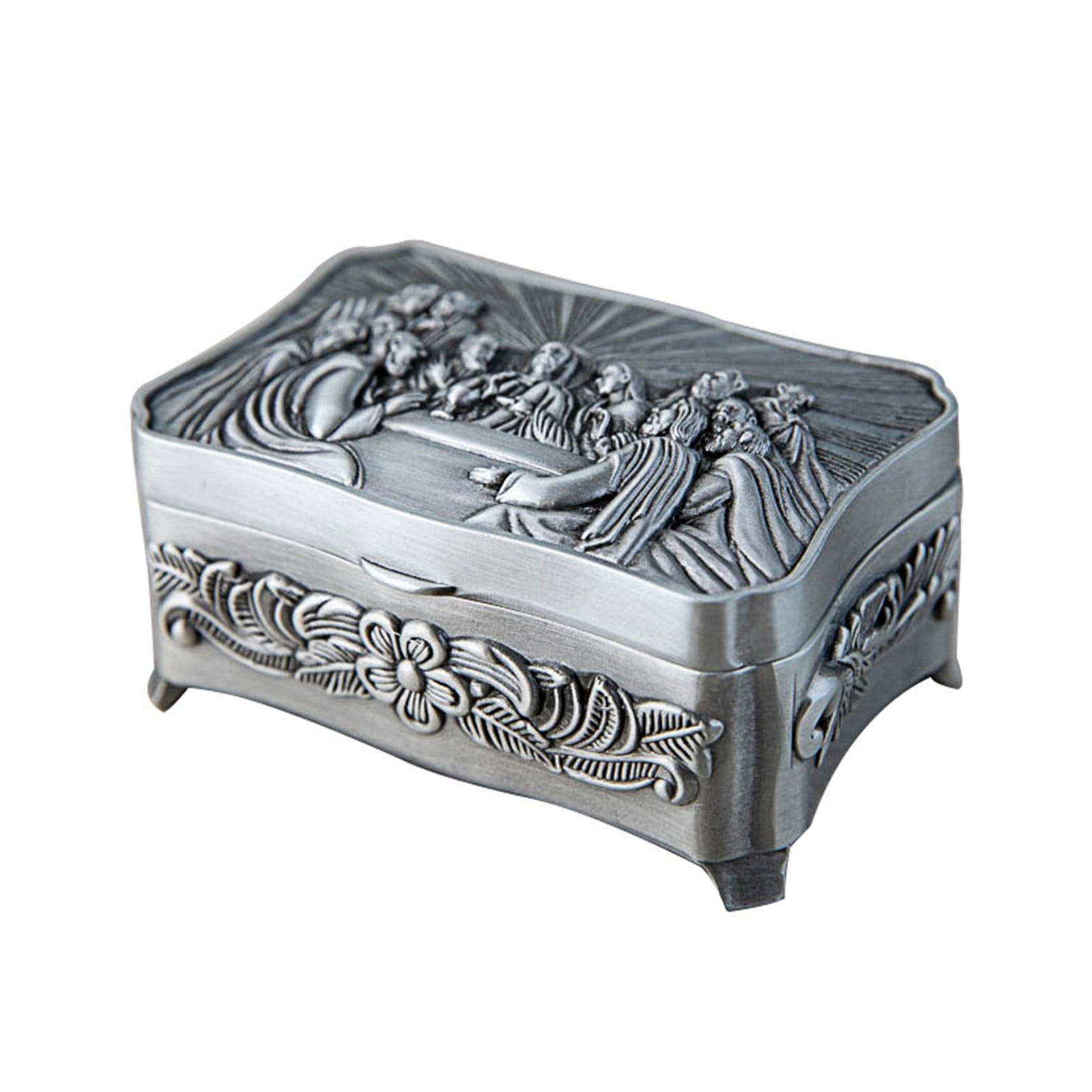 NESWOIZI Vintage Metal Jewelry Box Last Supper Jewelry Storage ...
