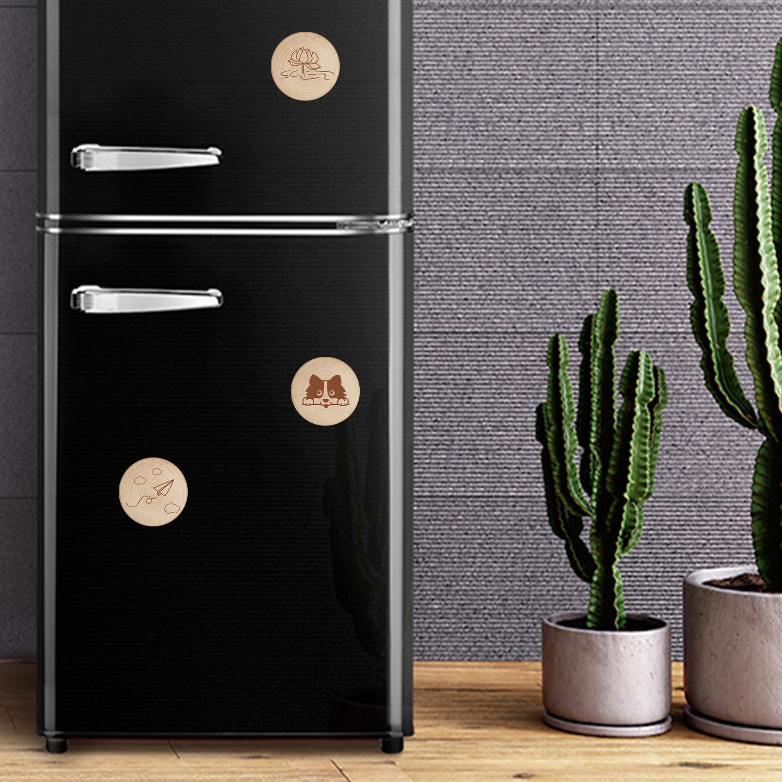 NESZZMIR Wooden Refrigerator Sticker Plane Cat Dog Creative Message ...