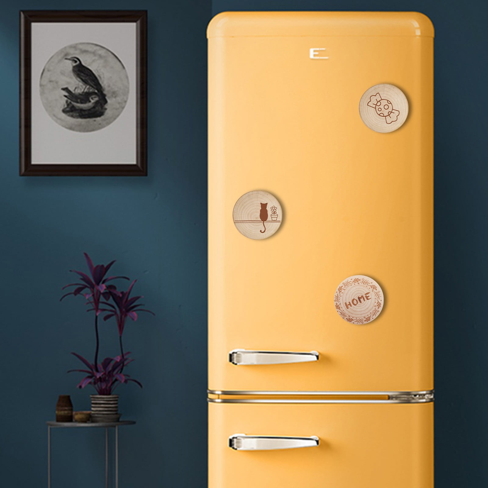 NESZZMIR Wooden Refrigerator Sticker Plane Cat Dog Creative Message ...