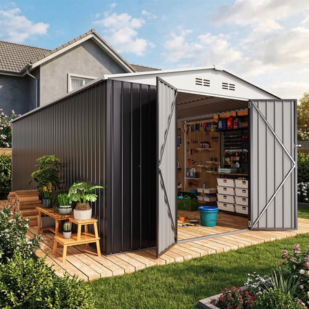 Outdoor Storage Shed 6x4 FT Metal Tool Shed Waterproof with Lockable ...