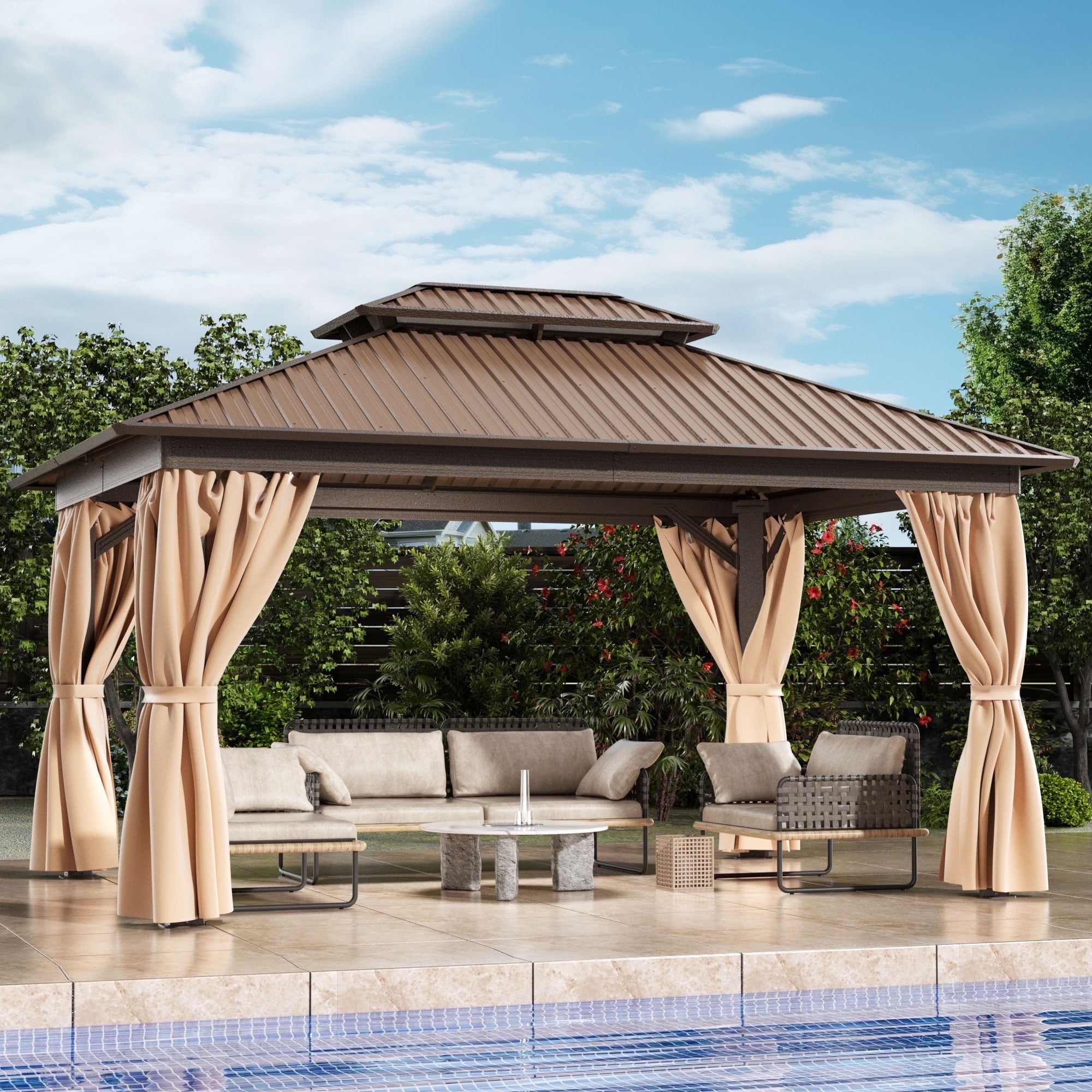 NETAJE 10x14 FT Hardtop Gazebo, Heavy Duty Gazebo with Aluminum Frame ...
