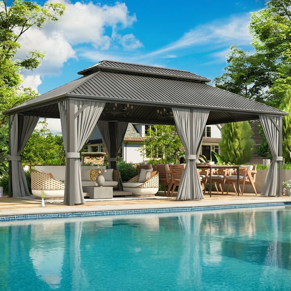 NETAJE 12x20 FT Hardtop Gazebo, Heavy Duty Gazebo with Aluminum Frame ...