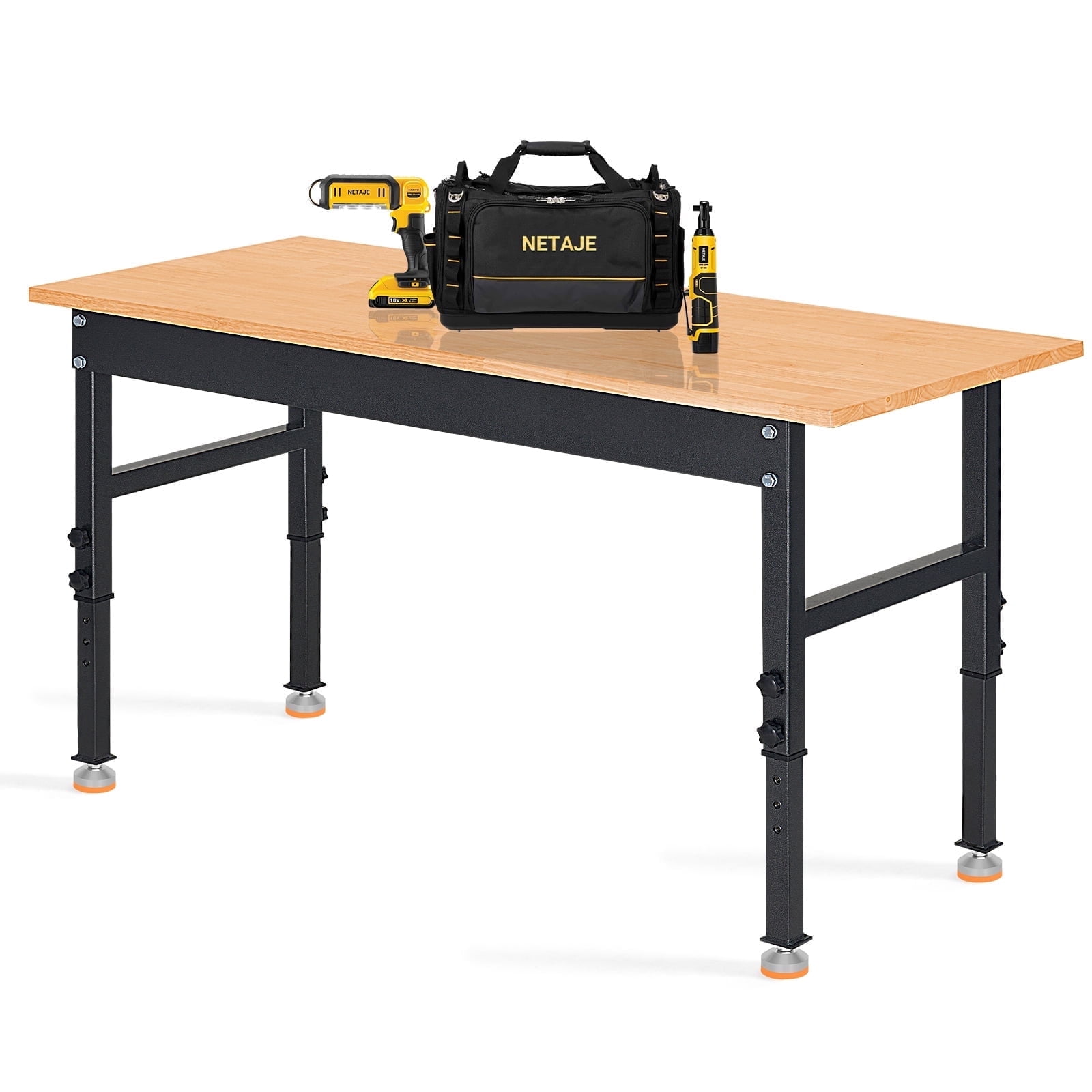 NETAJE 48" Adjustable Heavy-Duty Workbench, 2000 lb Capacity, Hardwood ...
