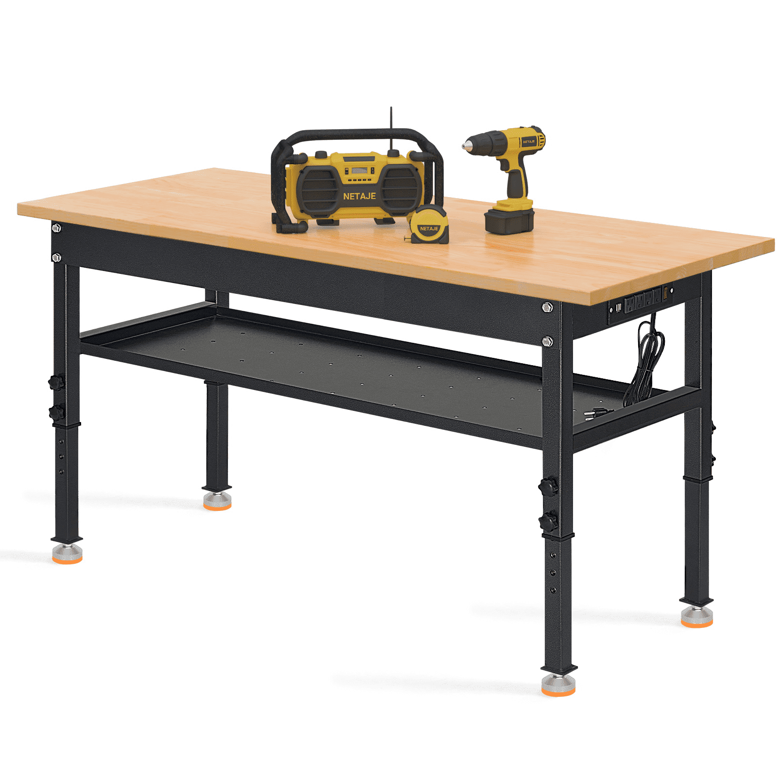 NETAJE 48" Adjustable Heavy-Duty Workbench with 2000 lb Capacity, Foot ...