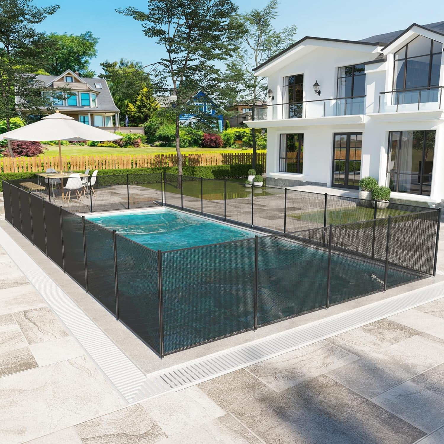 NETAJE 4x108 FT Ground Safety Fencing, Outdoor Swimming Pool Fences ...