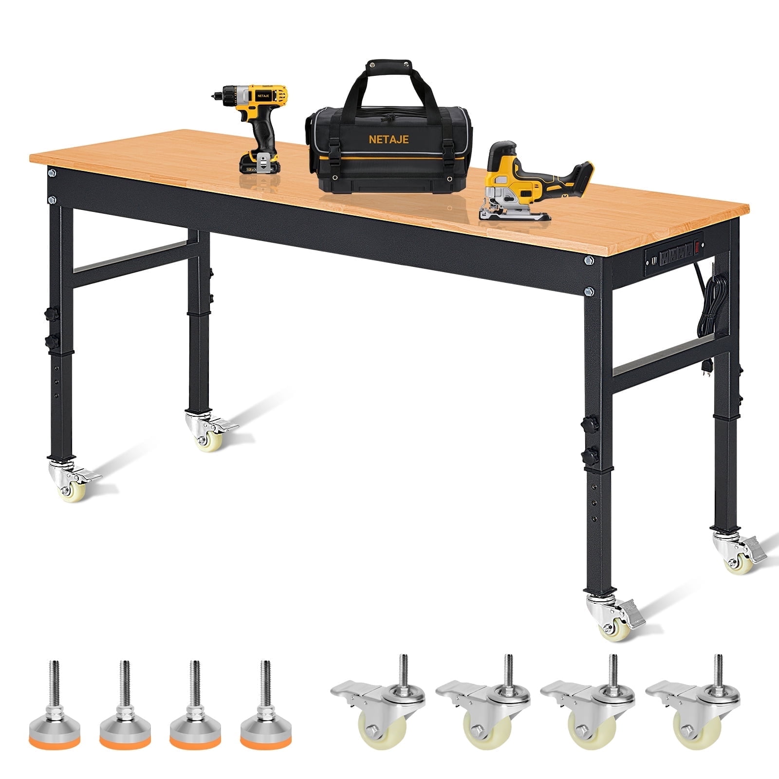 NETAJE 70" Heavy-Duty Workbench Adjustable Work Table 2000 lb Load ...
