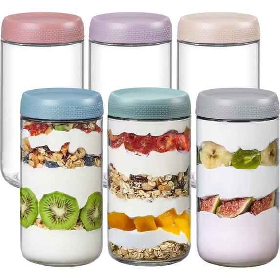 NETANY 6-pack 16 oz Overnight Oats Containers with Lids, Glass jars ...