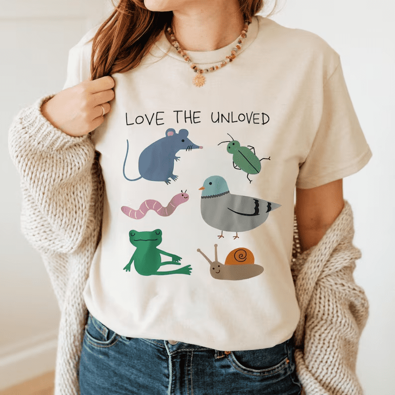 NETECOM Love the Unloved Shirt, Cute Eco Animal Friends Graphic Tee ...