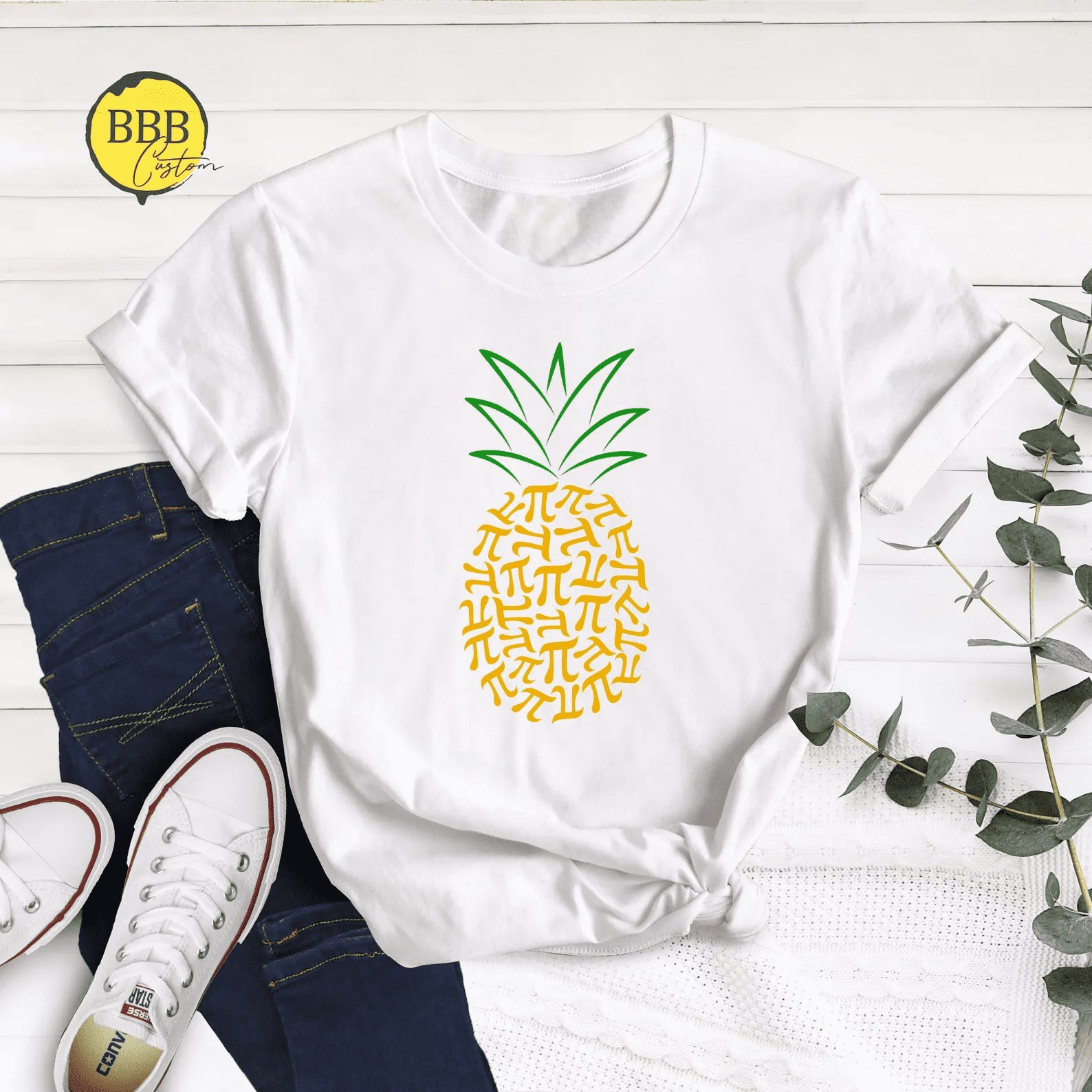 NETECOM Pineapple Pi Shirt, Funny Math and Fruit T-Shirt, Nerdy ...