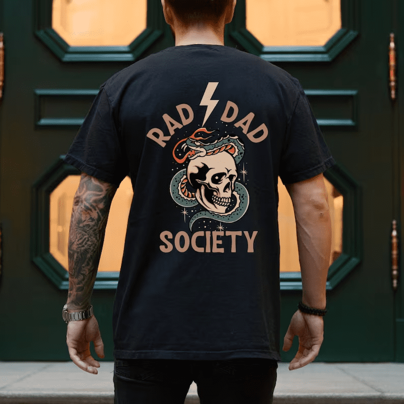 NETECOM Rad Dad Society Shirt, Cool Skull Snake Graphic Tee for Dad ...
