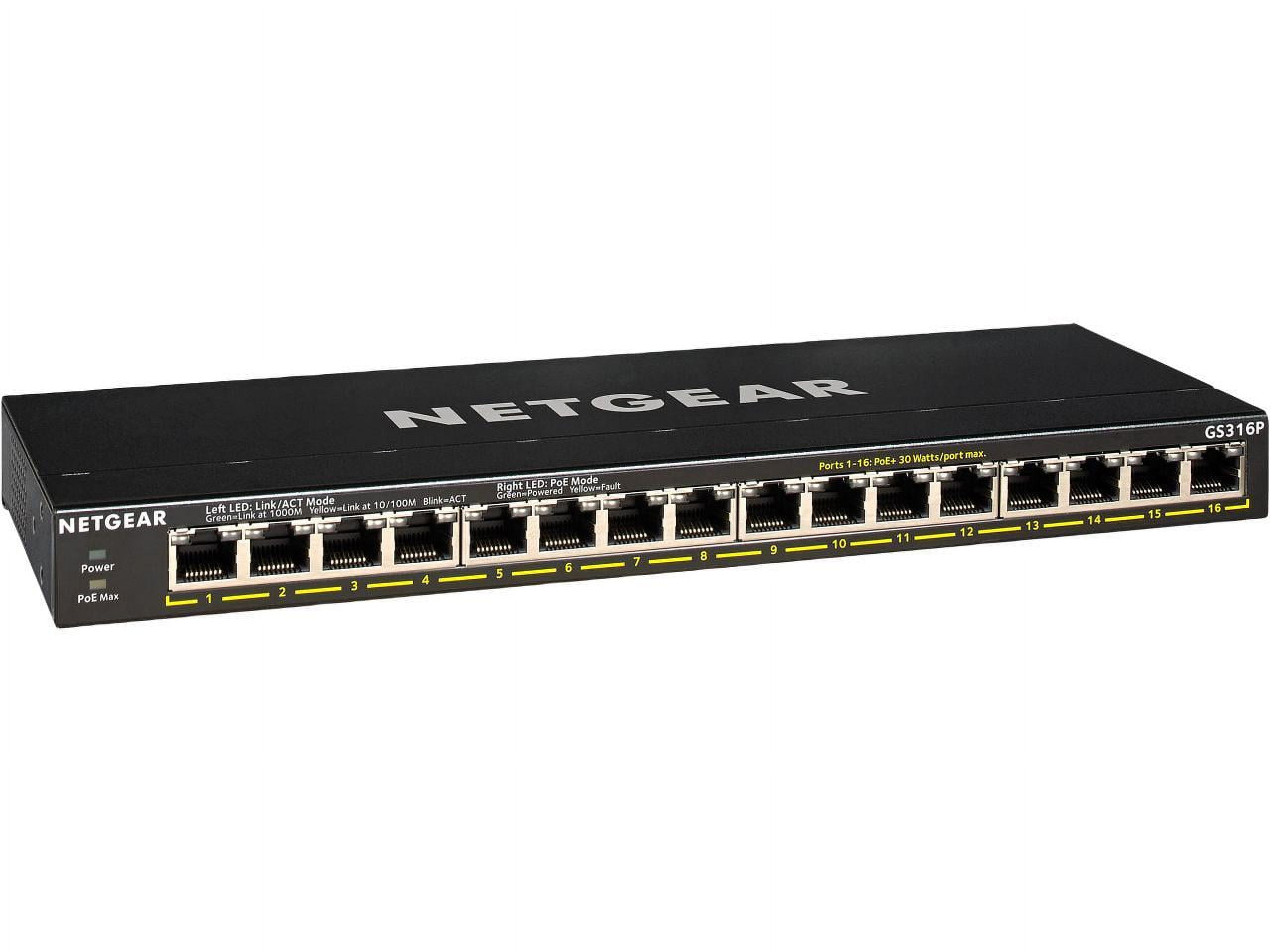 NETGEAR 16-Port Gigabit Ethernet Unmanaged PoE+ Switch (GS316P) - with ...