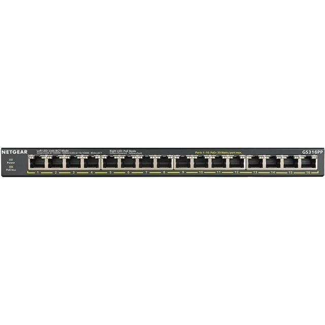 NETGEAR 16-Port Gigabit Ethernet Unmanaged PoE+ Switch (GS316PP) - with ...