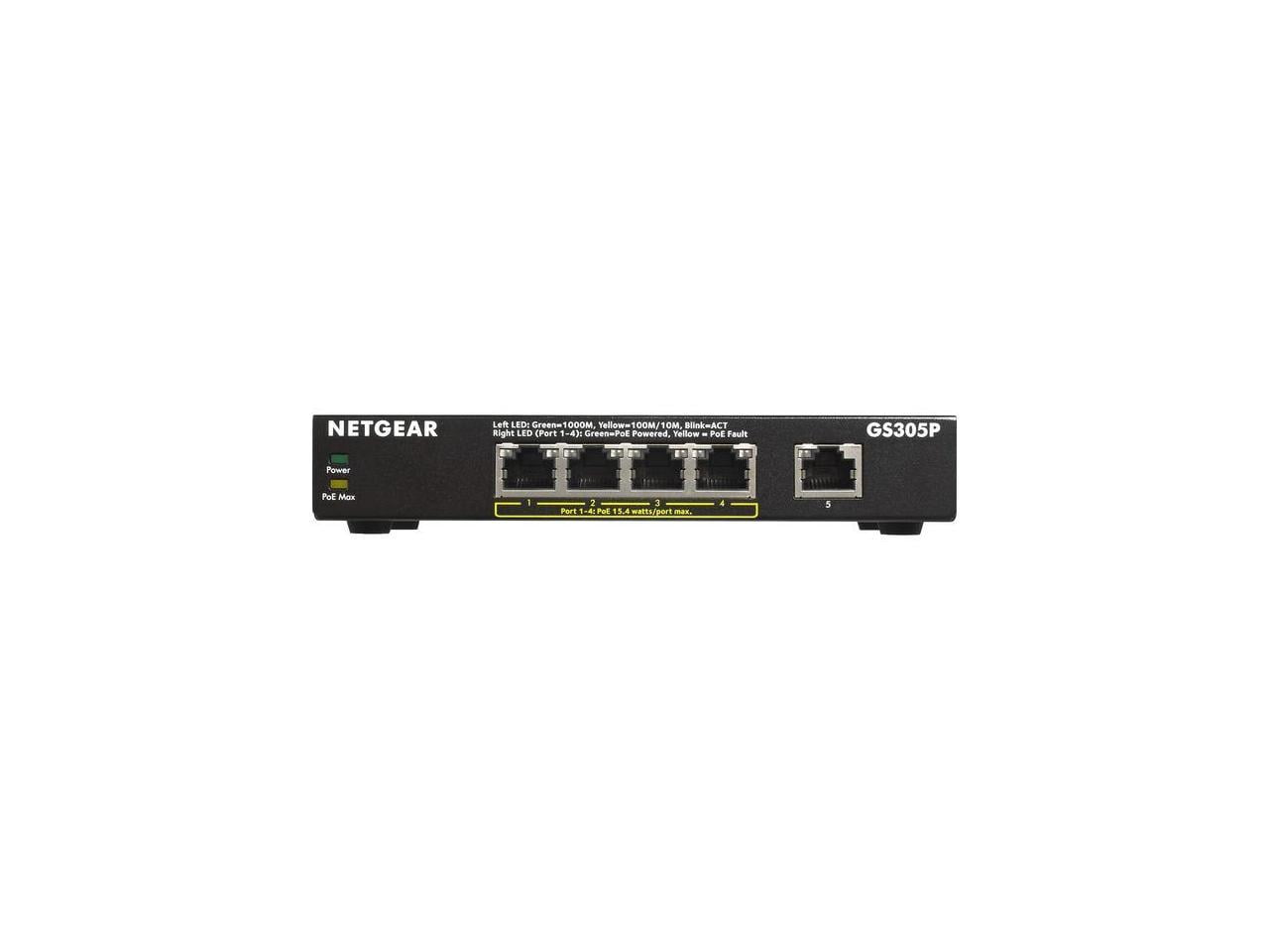 NETGEAR 5-Port Gigabit Ethernet Unmanaged PoE Switch (GS305P v2) - with ...