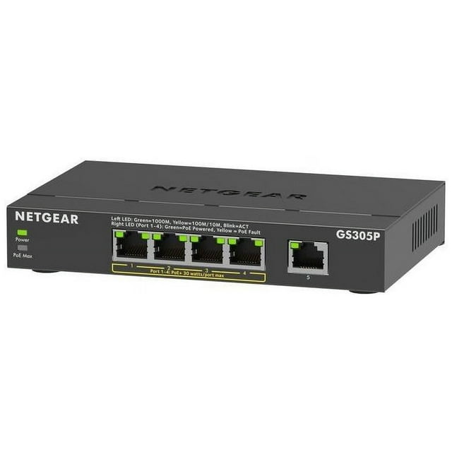 NETGEAR 5-Port PoE Gigabit Ethernet Unmanaged Switch (GS305P-300NAS ...