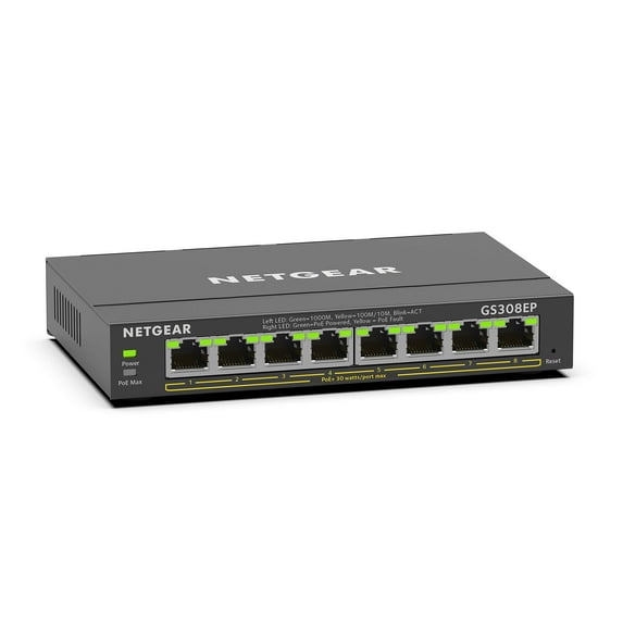 NETGEAR 8 Port PoE Gigabit Ethernet Easy Smart Managed Essentials ...