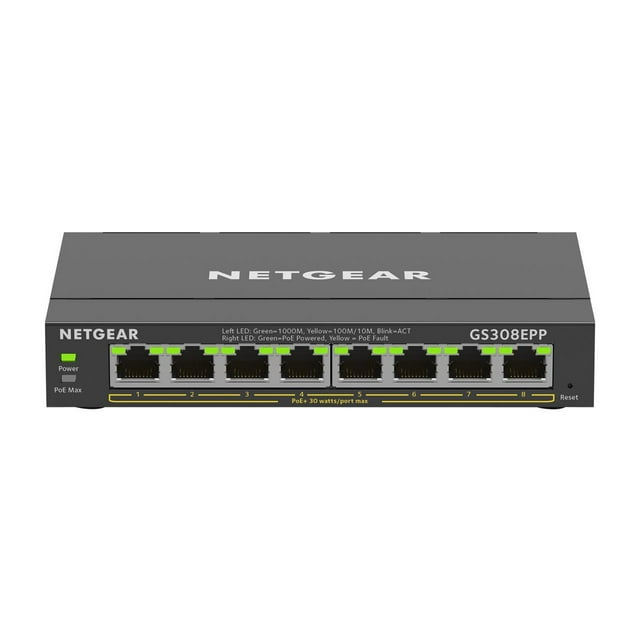 NETGEAR 8 Port PoE Gigabit Ethernet Plus Switch (GS308EPP) - with 8 x ...