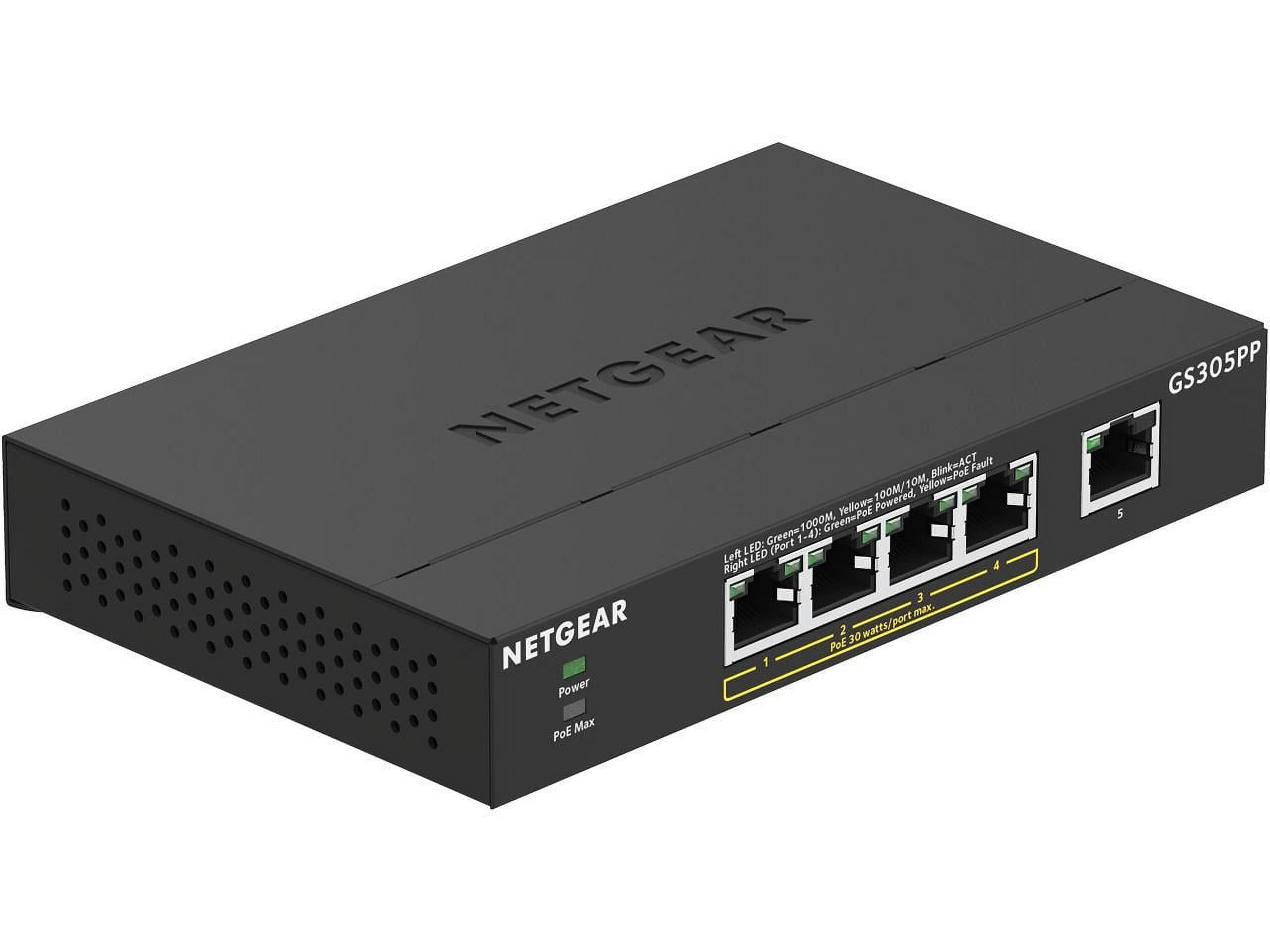 NETGEAR GS305PP-100NAS Unmanaged 5-port Gigabit Ethernet PoE+ Unmanaged ...