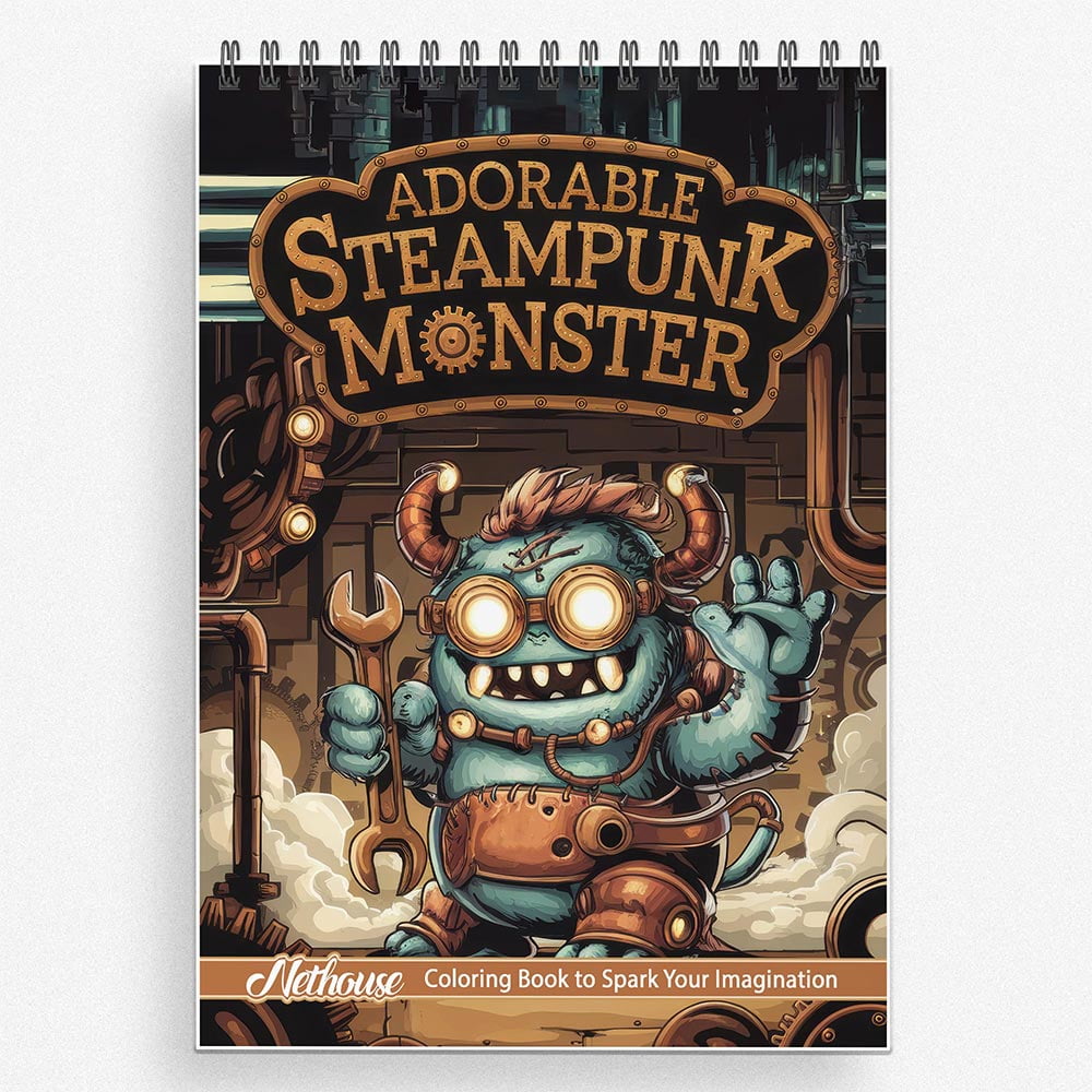 NETHOUSE Adorable Steampunk Monster Coloring Book For Adults Relaxation ...