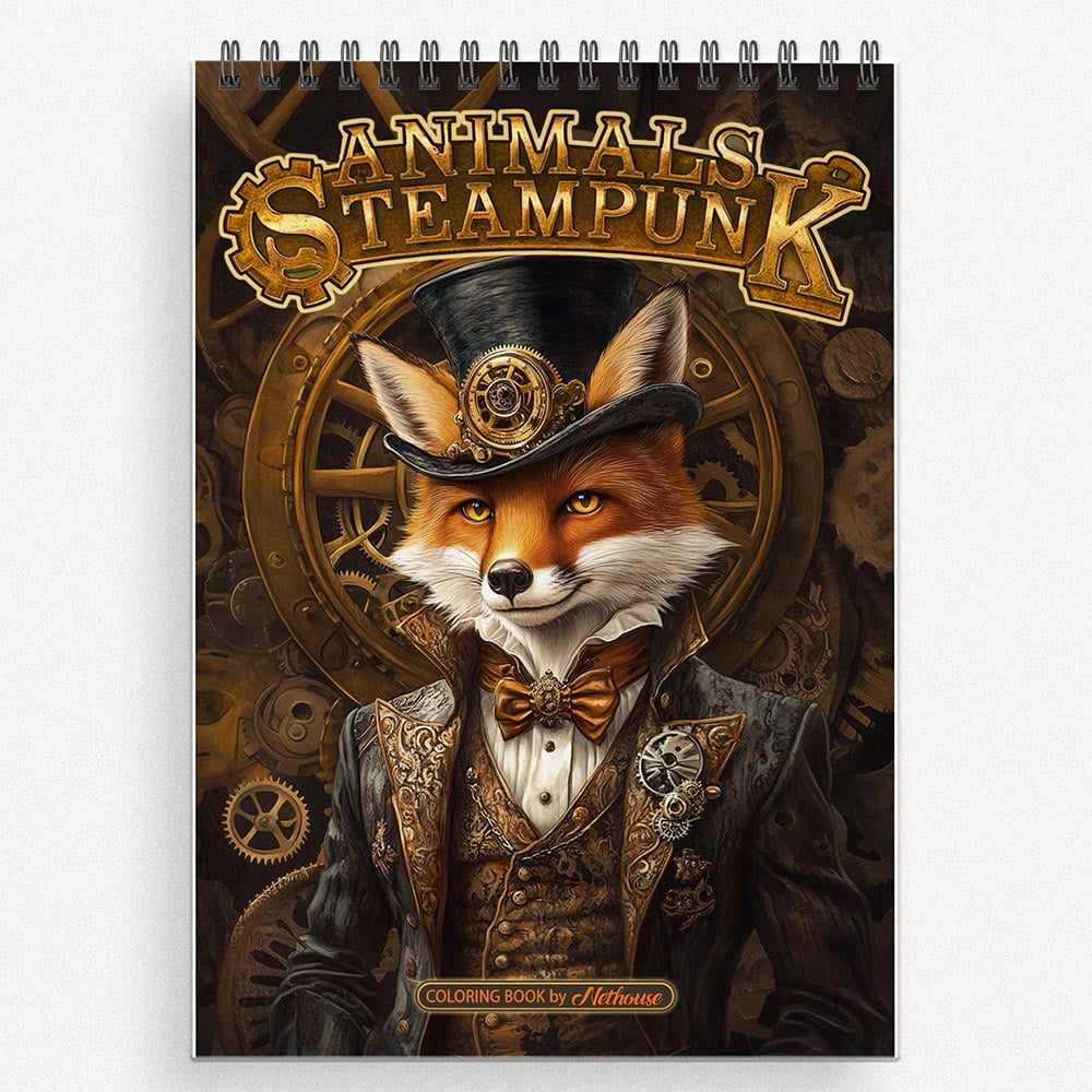 NETHOUSE Animals Steampunk Coloring Book For Adults Relaxation & Stress ...