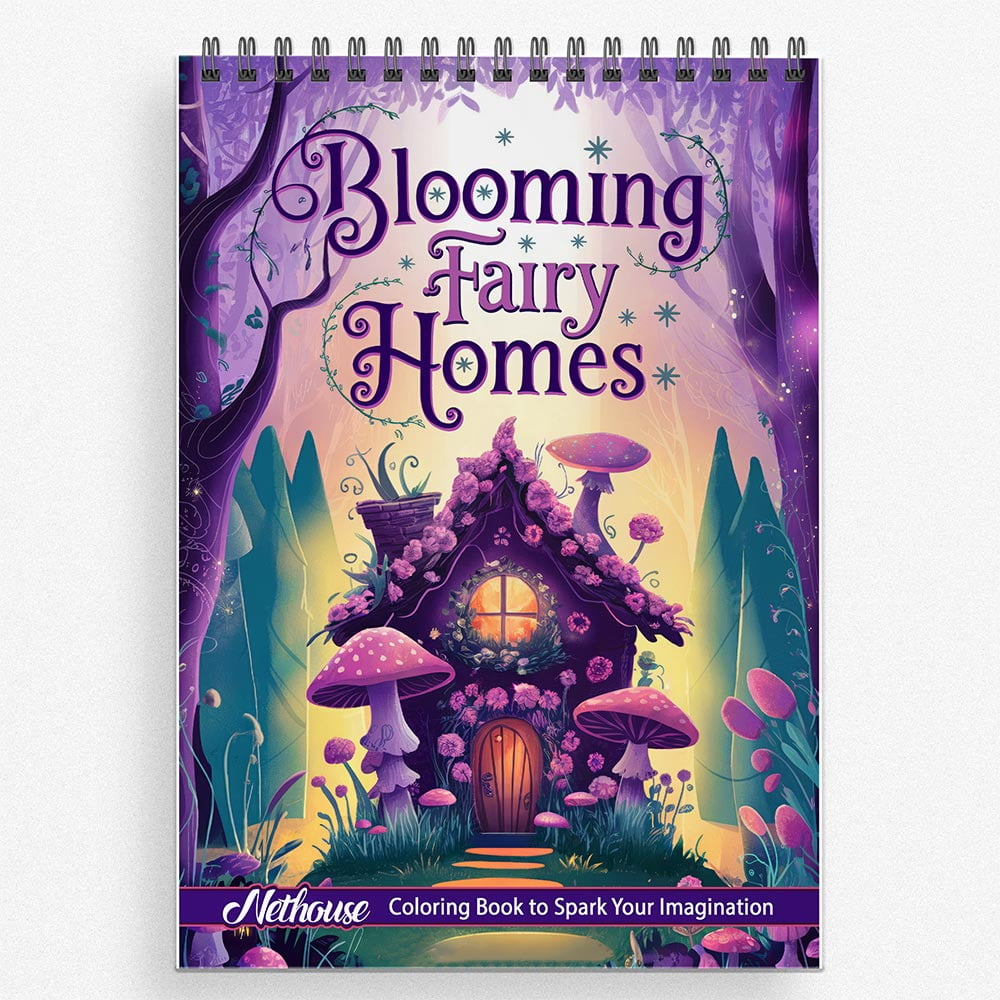 NETHOUSE Blooming Fairy Homes Coloring Book For Adults Relaxation & Stress Relief, 30 Coloring ...
