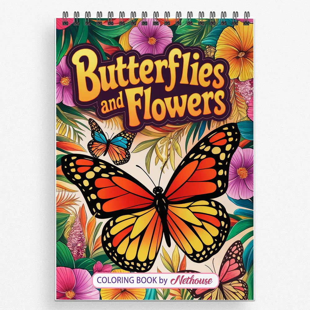 NETHOUSE Butterflies and Flowers Coloring Book For Adults Relaxation ...