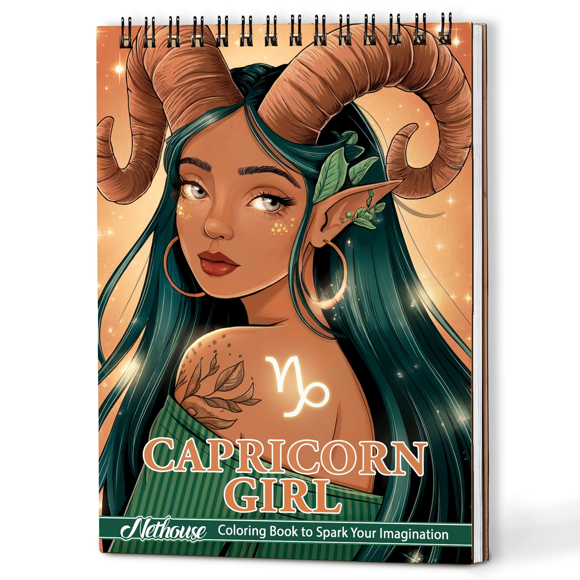 NETHOUSE Capricorn Girl Coloring Book Spiral Bound for Adults, A5 ...