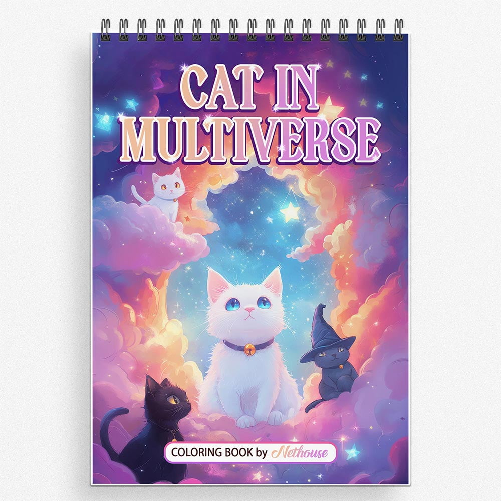 NETHOUSE Cat In Multiverse Coloring Book For Adults Relaxation & Stress ...
