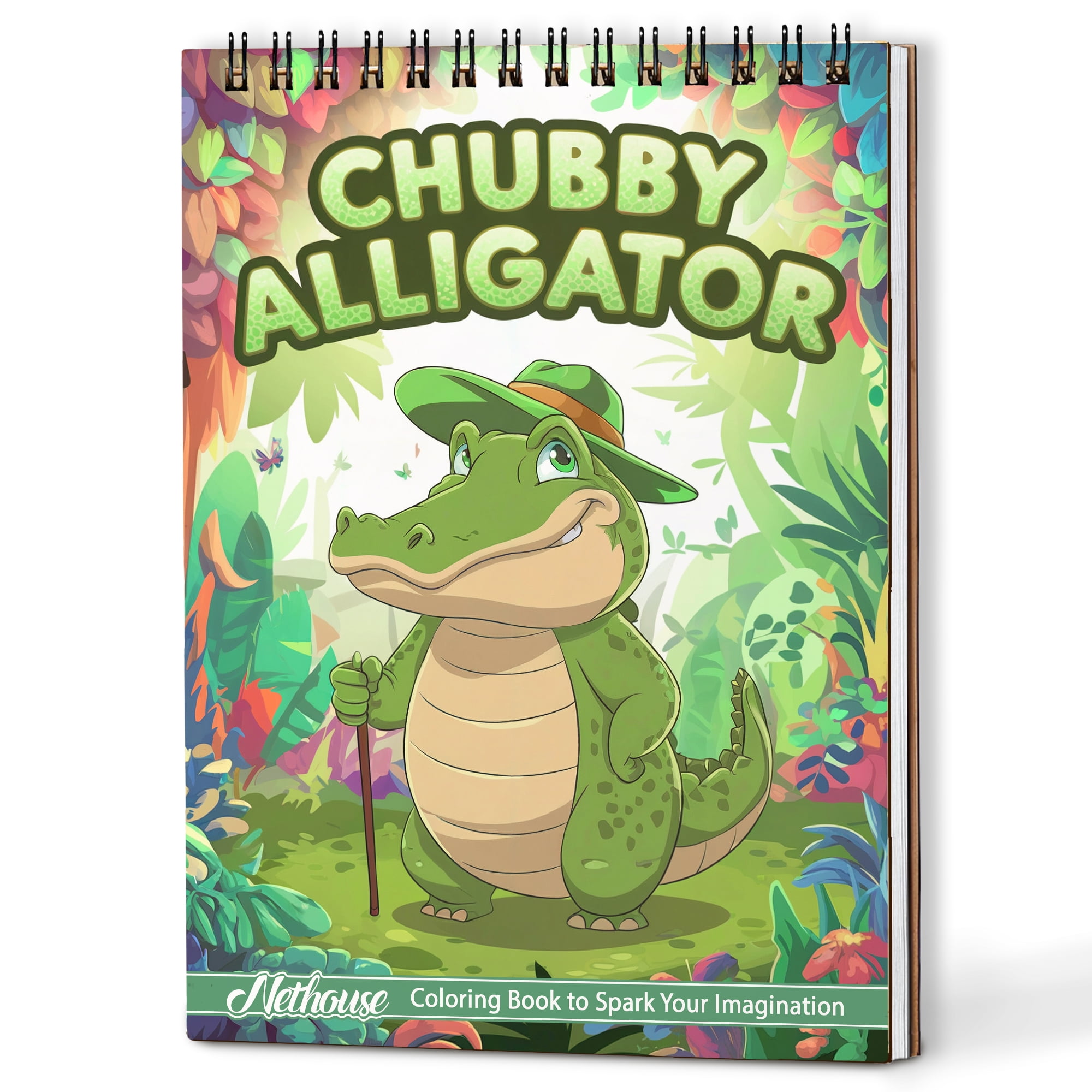 NETHOUSE Chubby Alligator Coloring Book Spiral Bound for Adults, A5 ...