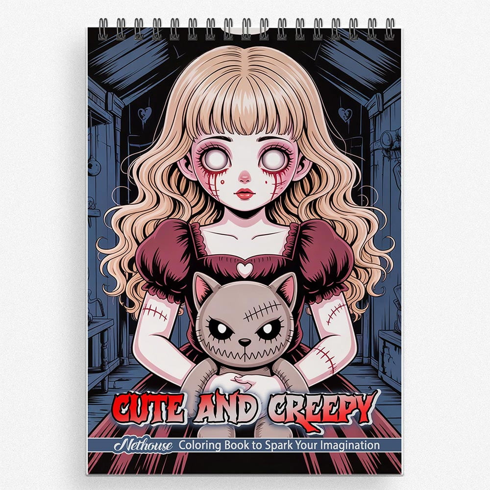 NETHOUSE Cute And Creepy Coloring Book For Adults Relaxation & Stress ...