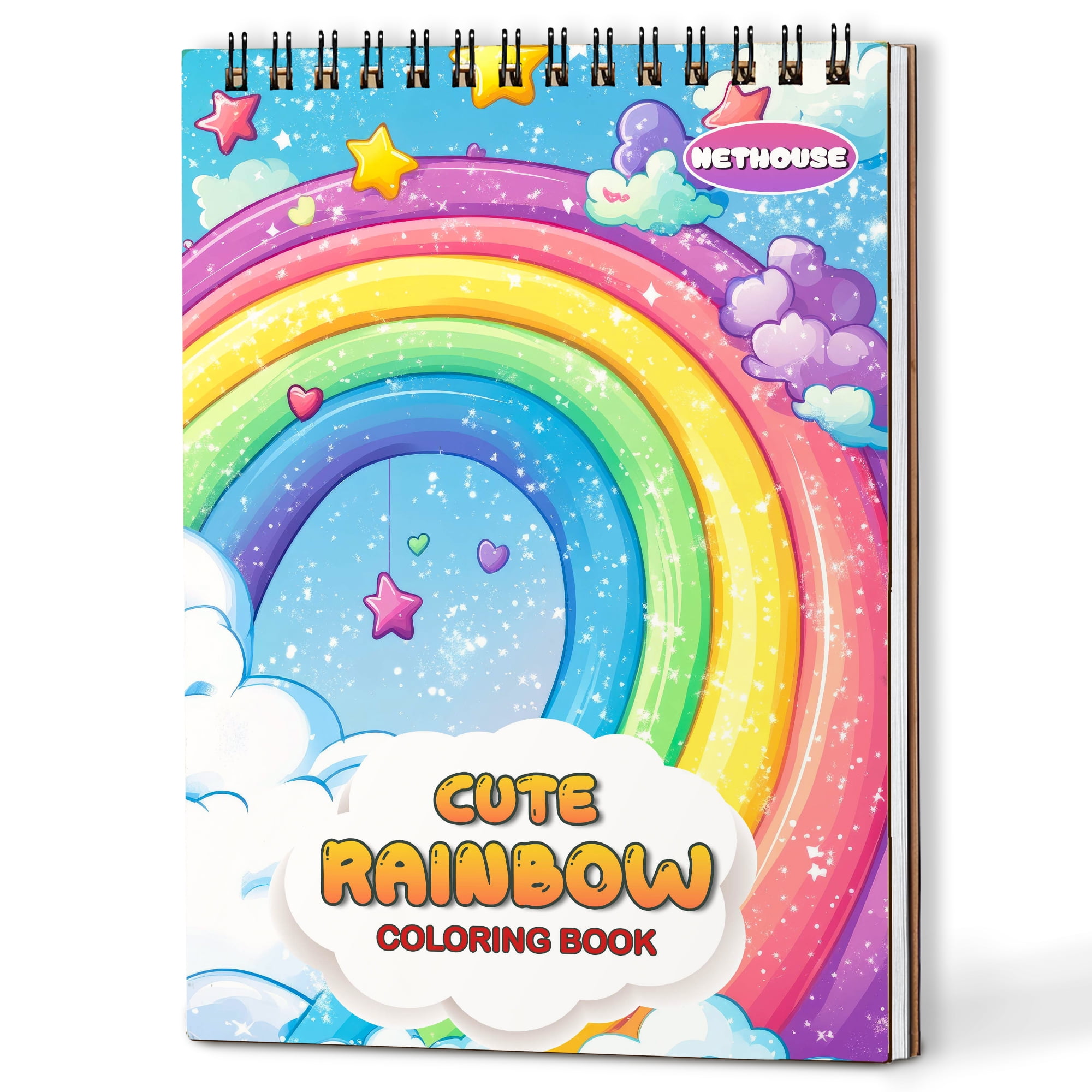 NETHOUSE Cute Rainbow Spiral Coloring Book for Adults, A5 Wooden Cover ...