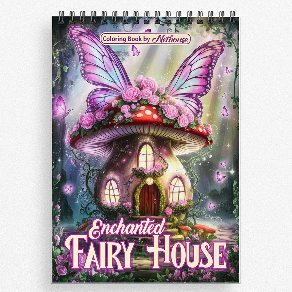 NETHOUSE Enchanted Fairy House Coloring Book For Adults Relaxation ...